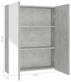 vidaXL Marketos Koupelnová skříňka se zrcadlem 60x15x75 cm MDF betonově šedá