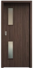 SAPELI ELEGANT KOMFORT M32 - CPL LAMINÁT - POSUVNÉ DVEŘE VČ. ZÁRUBNĚ - Ořech Průchozí šířka (cm): 120, Průchozí výška (cm): 197, Typ skla: Satináto bílé