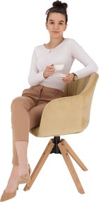 Otočné křeslo ALIGNA - látka Velvet, béžová / buk