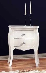 Luxusní noční stolek Swarovski bílé a lesklé barvy