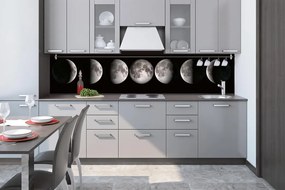 DIMEX | Fototapeta do kuchyně Fáze měsíce KI-260-146 | 260 x 60 cm | černá, šedá