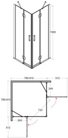 BESCO Čtvercový sprchový kout VIVA 195R Rozměr A - 90 cm - BCVIV90CTVERV