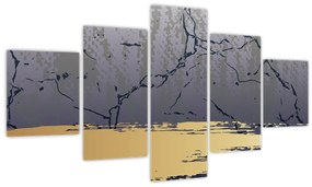 Obraz - Modrá a zlatá abstrakce N⁰1 (125x70 cm)