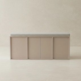 Botník bílý se sedákem PORTA, 103 x 30 x 46 cm - béžový