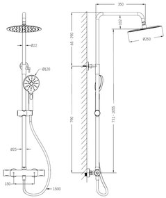 BATH DELUXE 31-120-05-70-00 - Sprchová sada s term baterií DRAGOR kartáč. mosaz