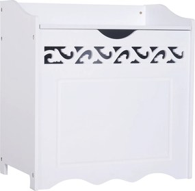 HOMCOM Dřevěný Koupelnový Skříňka, Úložná Skříň pro Ložnici, Obývací Pokoj, 55L x 34Š x 58V cm, Bílá