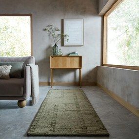 Zelený ručně tkaný vlněný běhoun 80x230 cm Harris Modula Wool – Flair Rugs