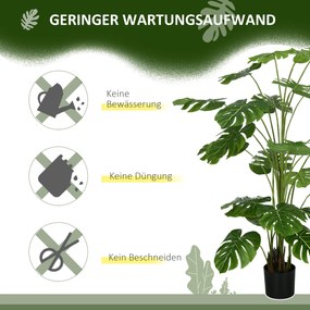 HOMCOM Umělé rostliny, umělá Monstera Deliciosa, 180 cm umělá rostlina s 24 větvemi, pokojová rostlina, umělý strom, rostlinná dekorace do interiéru,…