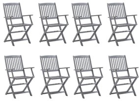 Skládací zahradní židle s poduškami 8 ks masivní akácie,  3078281