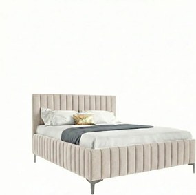 Eka Čalouněná postel INTIMA+ 140x200 cm Barva látky Trinity: Krémově bíla (Trinity 2301), Úložný prostor: S kovovým rámem úložného prostoru, Barva nožek postele: Černá