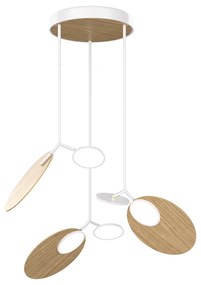 Stropní svítidlo v organickém designu Ballon 3 Dekor: Bílá / Dubové dřevo, Stmívání: Stmívatelné Casambi, Výška: 530 mm