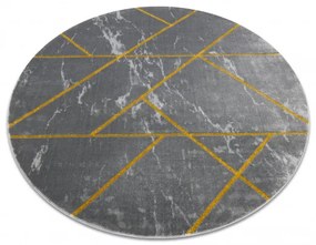 Dywany Łuszczów, Kusový koberec Emerald geometric 1012 grey and gold kruh, 120x120 (průměr) kruh, šedá, chodba / předsíň