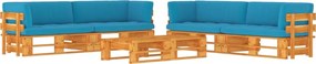 vidaXL 6díln zahradní sedací souprava z palet podušky borovice [3066982] Barva: Modrá, Barva dřeva: medová hnědá