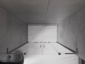 Mexen Velar L Duo, posuvné sprchové dveře do otvoru 160 cm, 8mm čiré sklo, grafit broušený, 871-160-003-02-66