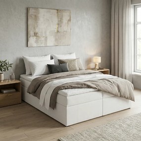 Eka Kontinentální čalouněná postel Classic - Cassablanca Bílá (200x200 cm)