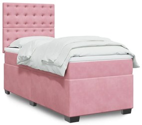 Box spring postel s matrací růžová 90x200 cm samet 3293127