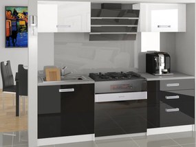 Kuchyňská linka Belini 120 cm bílý lesk / černý lesk
 s pracovní deskou Vulcano