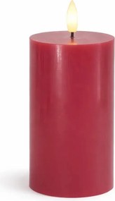LED svíčka na baterie vosková Sille, Ø 7,5 × 12,5 cm, růžová švestka, 2× AA