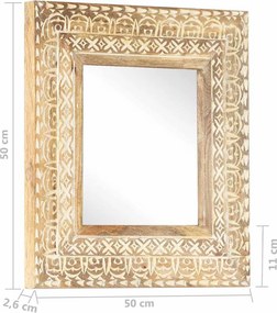 Ručně vyřezávané zrcadlo 50 x 50 x 2,6 cm masivní mangovník 321644
