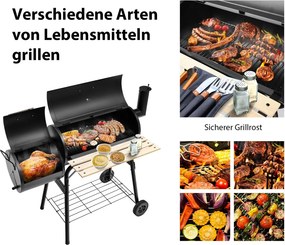Costway BBQ gril na dřevěné uhlí s kolečky Grilovací vozík s víkem Venkovní gril
