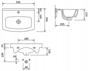 Cersanit Cersania, skříňkové umyvadlo 55x39 cm, bílá, K11-0045