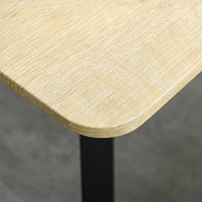 HOMCOM Průmyslový design jídlení stůl Velký zkosený vrch 120L x 60W x 75H cm Černé kovové nohy na vlásky světlá dýha MDF
