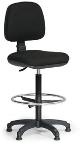 Zvýšená látková pracovní židle MILANO s opěrkou nohou, kluzáky, černé