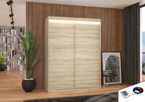 ADRK Furniture Posuvná skříň s LED osvětlením DENVER 150 SW-DEN-S-150+L-V116