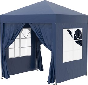 Outsunny Pavilon 2x2m Voděodolný, Pop-Up Skládací Pavilon se 4 Bočními Stěnami, Okenními Odtokovými Otvory, Skládací Party Stan UV 30+, Zahradní Stan