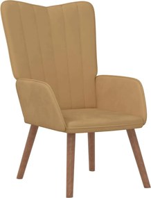 Relaxační křeslo se stoličkou hnědé samet 327674