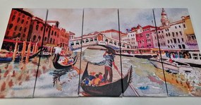 5-dílný obraz benátská gondola