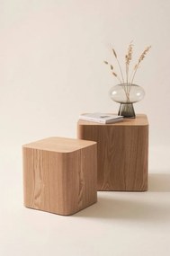 Odkládací stolky v sadě 2 ks v dekoru jasanu 40x40 cm Cubo – Jotex