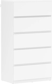 HOMCOM Komoda s 5 Zásuvkami, Moderní Skříň na Oblečení pro Obývací Pokoj, Ložnici a Chodbu, Bílá, 55 x 34 x 100 cm