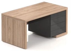 Stůl Lineart 160 x 85 cm + pravý kontejner a krycí panel / Jilm světlý a antracit