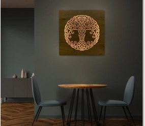 Li-Go "Keltský strom života" světelný obraz 230V 62x62 cm provedení povrchu: ořech