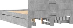 Rám postele s čelem betonově šedý 140 x 200 cm kompozitní dřevo 3295565