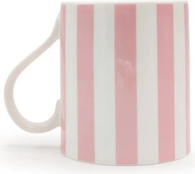 Hrnek Candy, 350 ml – Fine Bone China, růžové pruhy, hravý design