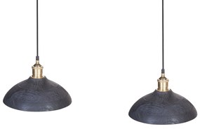 Závěsná lampa se 2 stínidly z mangového dřeva černá CHEYYAR Beliani
