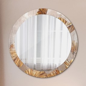 Kulaté dekorativní zrcadlo Zlaté listy fi 80 cm