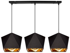 Light for home - Závěsné svítidlo na lanku LH011 "DIAMOND GOLD", 3x60W, E27, Černá