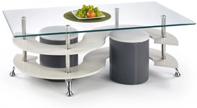 Konferenční stolek s taburety Linah bílý/šedý