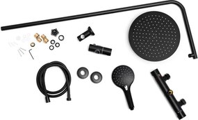 Erga Bergen, sprchový set s termostatickou baterií a dešťovou sprchou 30 cm, černá matná, ERG-YKA-BP.BERGEN THERM 30 BLK