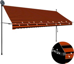 Ručně zatahovací markýza s LED světlem 350 cm oranžovo-hnědá 145881
