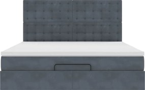 Osmanský rám postele s matracíes tmavě šedá 160x200cm samet 3313626