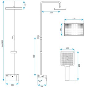 Rea Joe, sprchový set s ruční a hlavovou sprchou, zlatá matná, REA-P5656