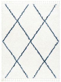 koberec UNION 3683 laťková mříž krémovo modrý střapce, Maroko Shag velikost 160x220 cm | krásné koberce cz