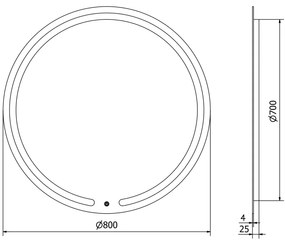 Mexen Rose, LED koupelnové zrcadlo s podsvícením 80x80 cm, 6000K, ochrana proti zamlžování, 9810-080-080-611-00