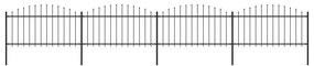 Zahradní plot s kopím nahoře ocelový 714,5 x 150 cm černý