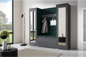 Eka Předsíňová stěna s čalouněnými panely Trinity 31 - Grafit / Tmavá zelená 2328