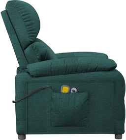 Elektrické masážní křeslo tmavě zelené textil 3098436